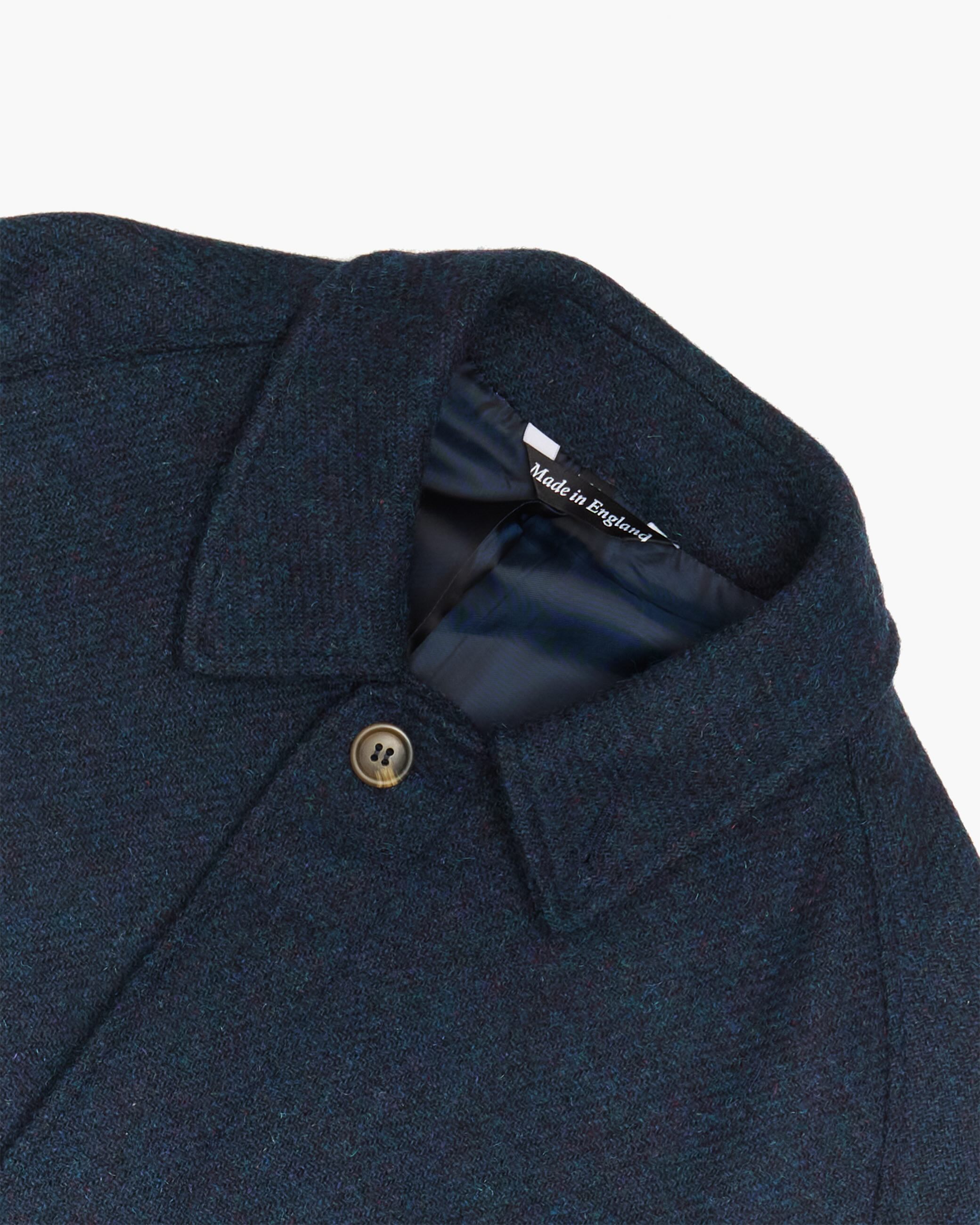 Full Length Petrol Blue Harris Tweed Overcoat – JOHN SIMONS