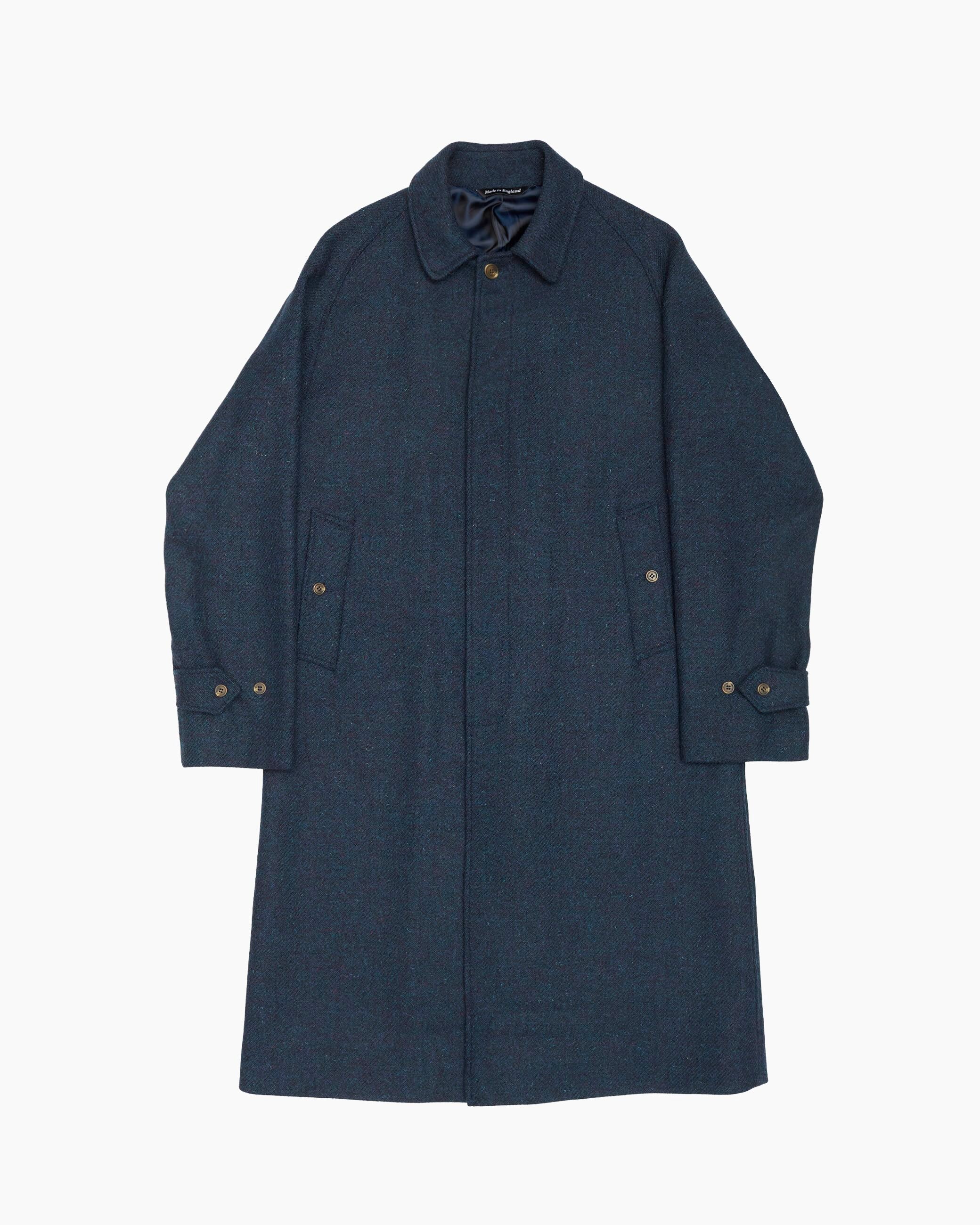 Full Length Petrol Blue Harris Tweed Overcoat – JOHN SIMONS